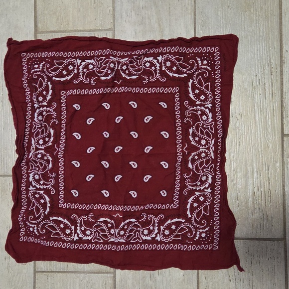 Unknown | Accessories | Dark Red Bandana With White Paisley Designs ...